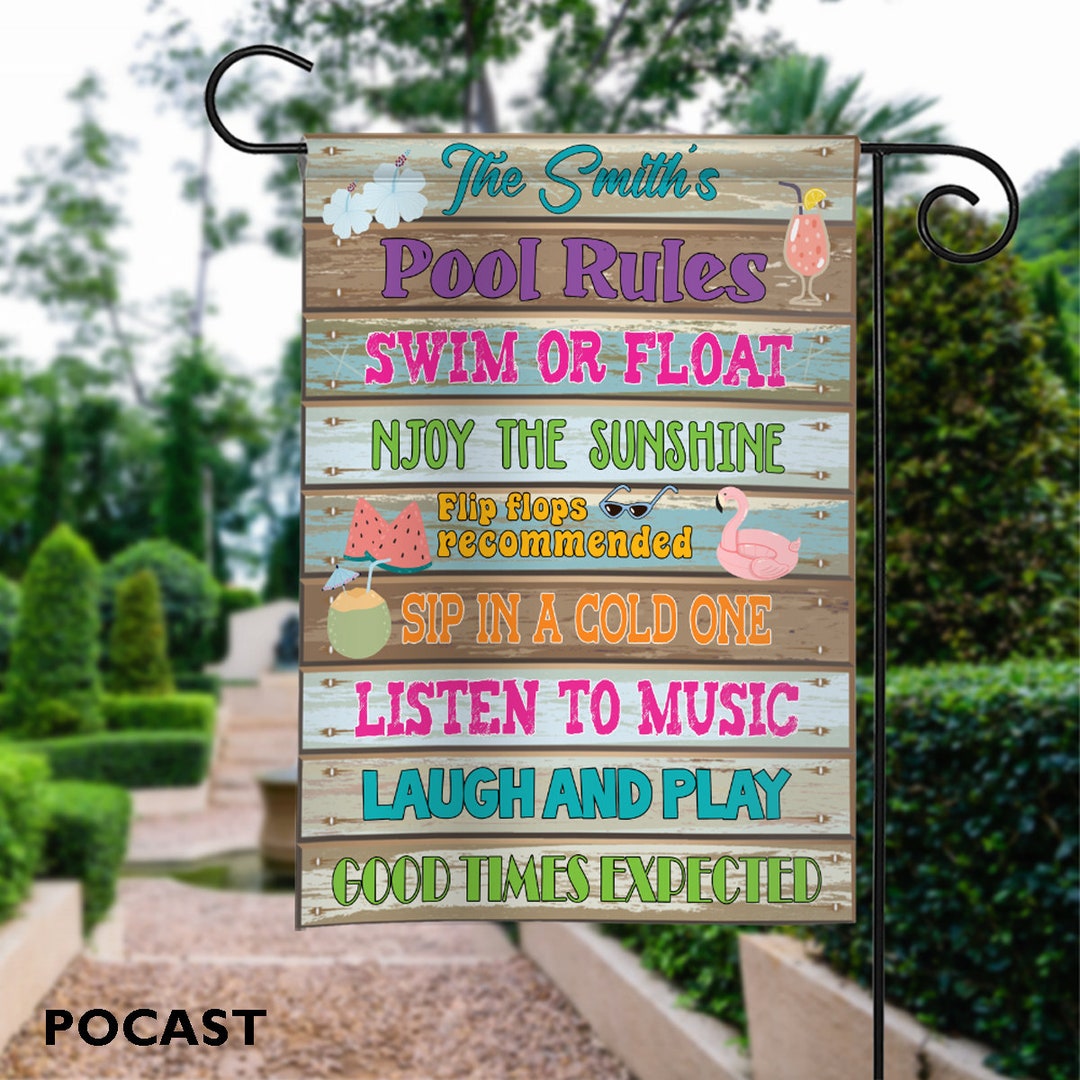 Personalized Welcome to Our Pool Flag, the Pool Rules Flag, Pool Party ...