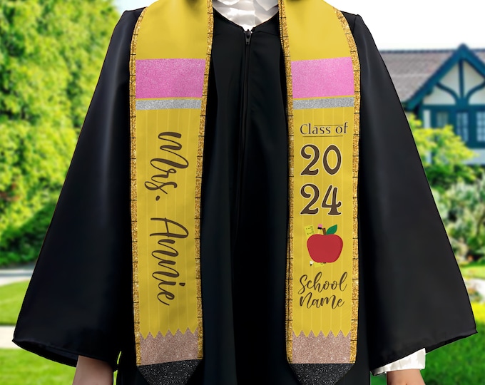 Graduation Teacher Pencil Stoles fast Shipping Available - Etsy