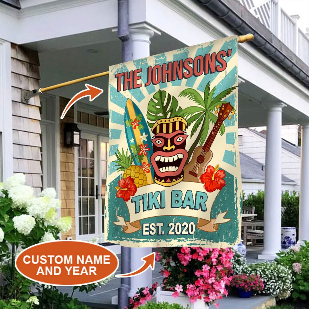 Personalized Tiki Bar Flag, Bar and Drinks Flag, Gift for Bar Owner ...