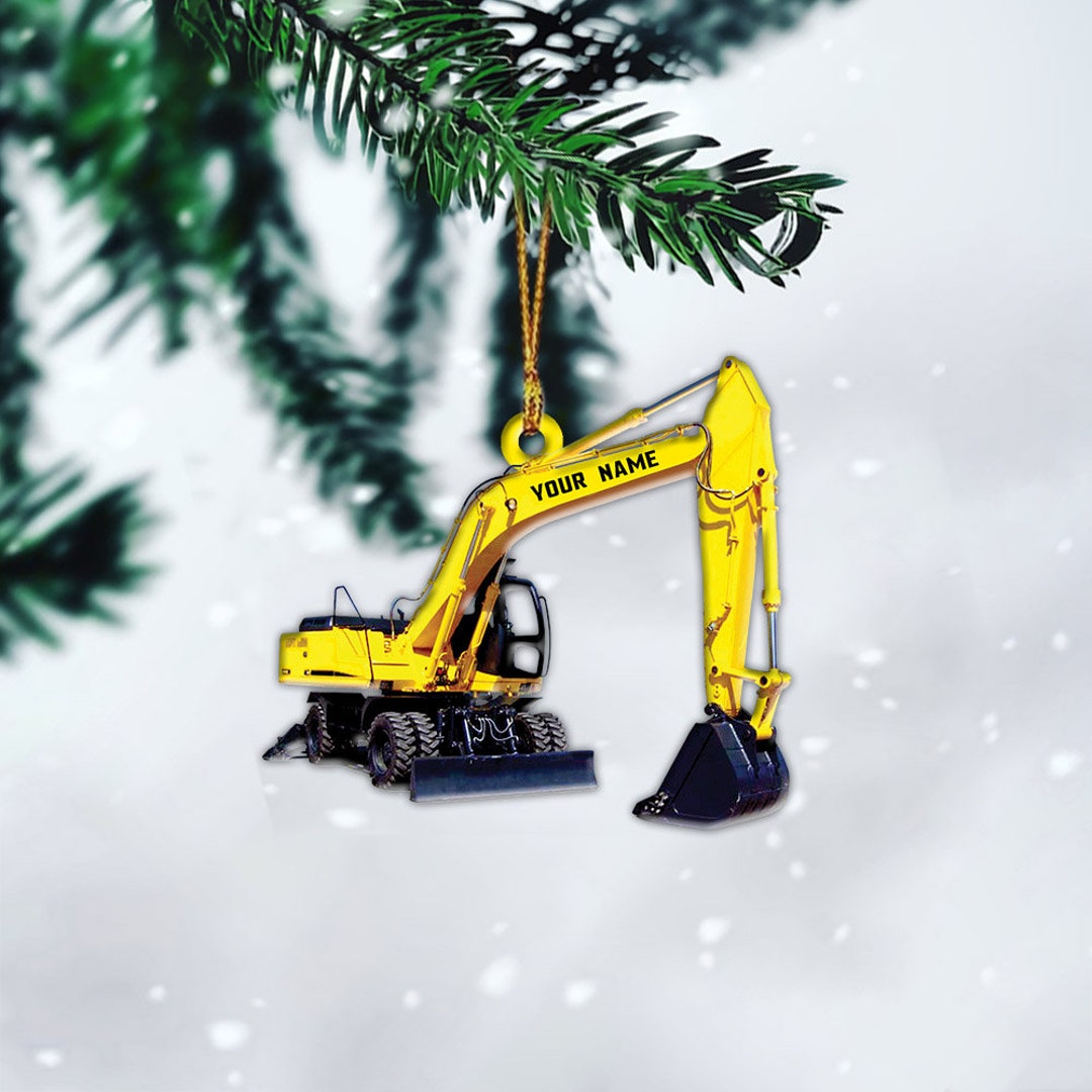 Yellow Bulldozer Ornament, Bulldozer Driver Christmas Decor, Heavy ...