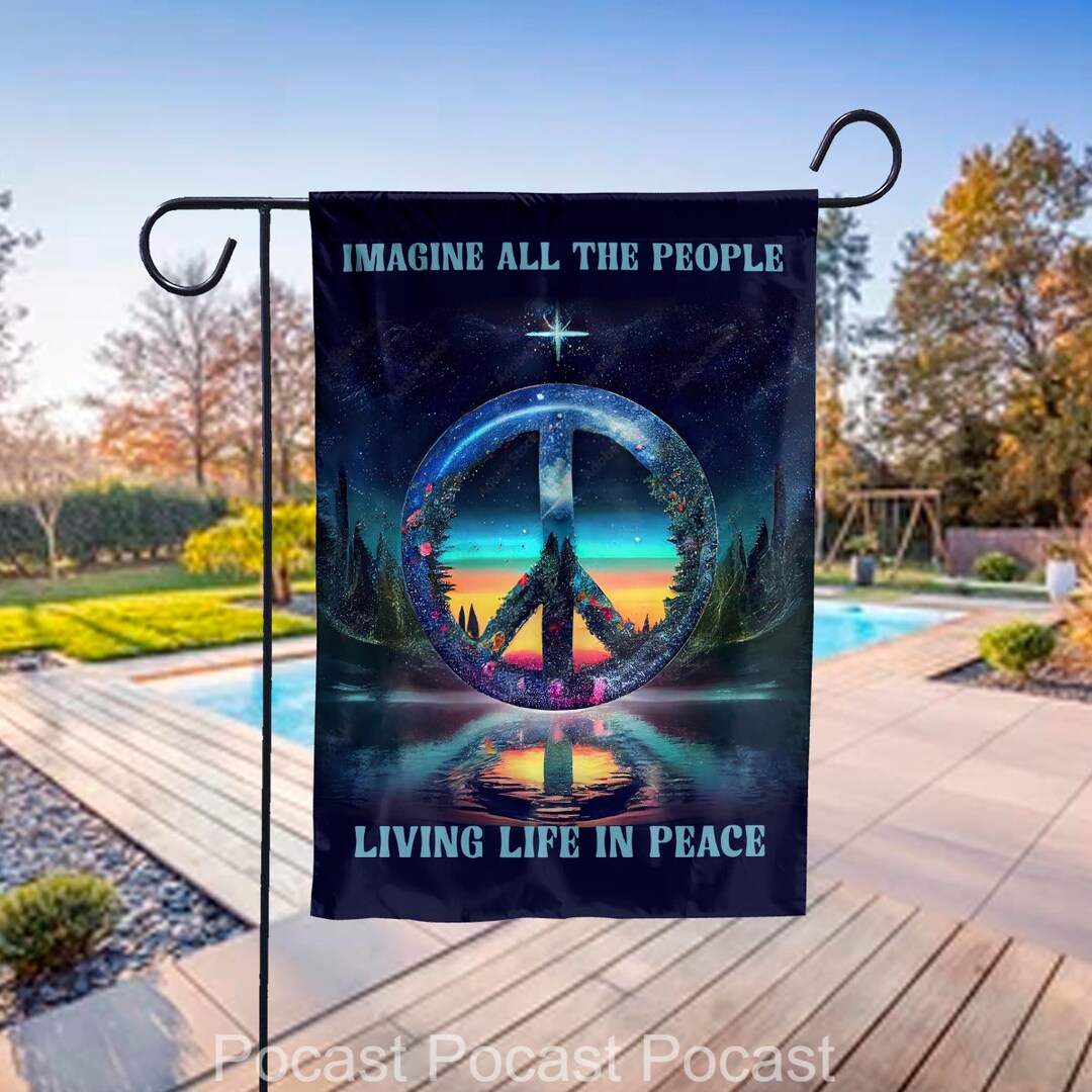 Hippie Soul Flag, Imagine All the People Living Life in Peace Flag, Tie ...