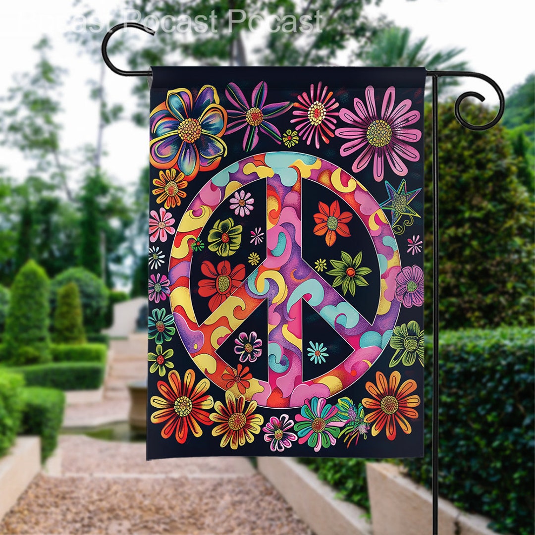 Hippie Flower Flag, Hippie Flag, Love Hippie, Love Peace, Tie Dye Flag ...