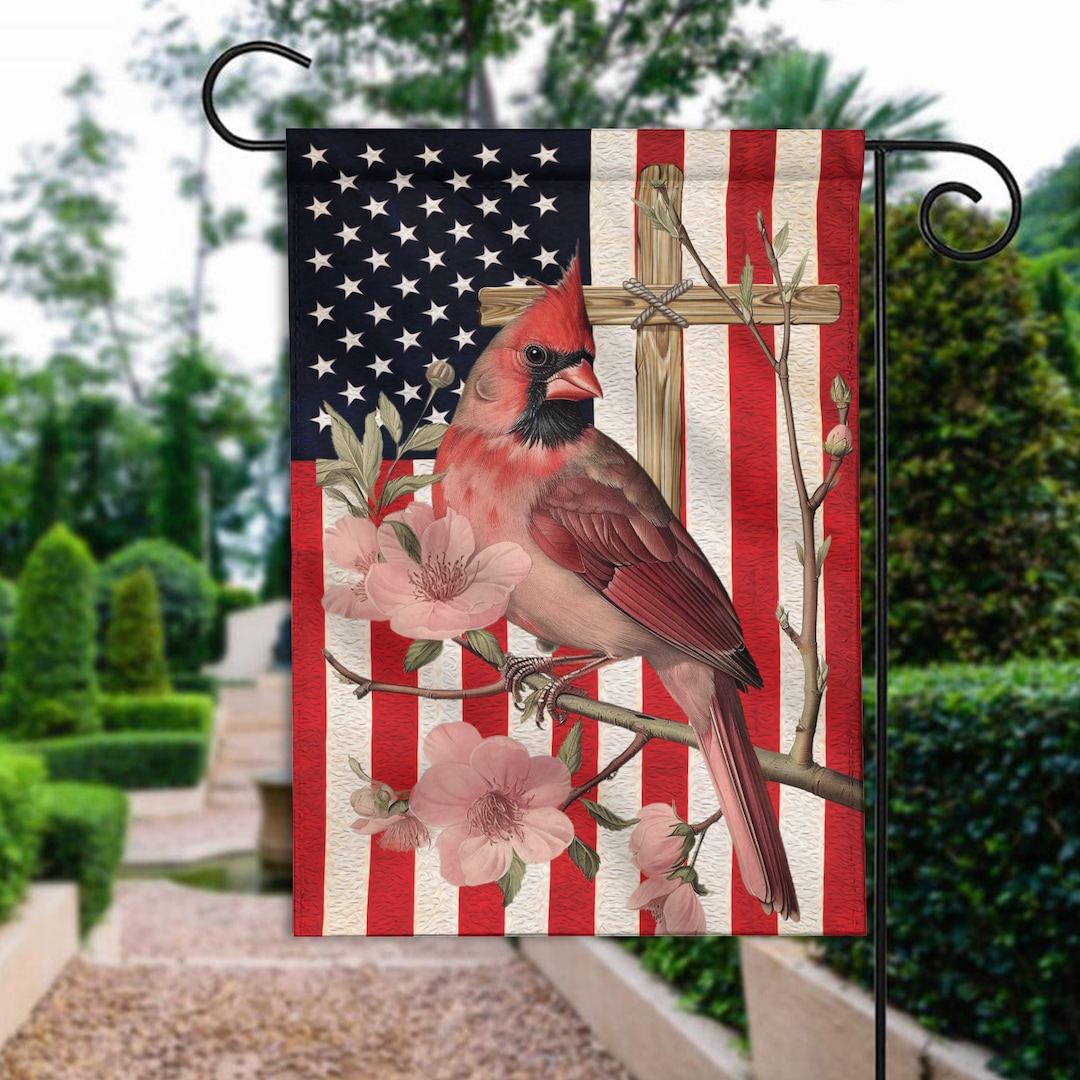 USA Jesus Cross Cardinal Flag, Red Cardinal Flag, American Jesus House ...