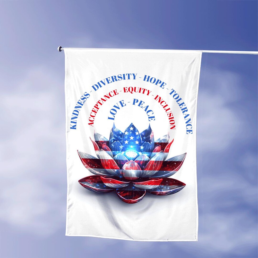 Inspirational Lotus Flower Garden Flag Patriotic American Flag Colors ...