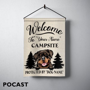 Personalized Dog Flag, Custom Dog Welcome Flag, Welcome to Our Campsite ...
