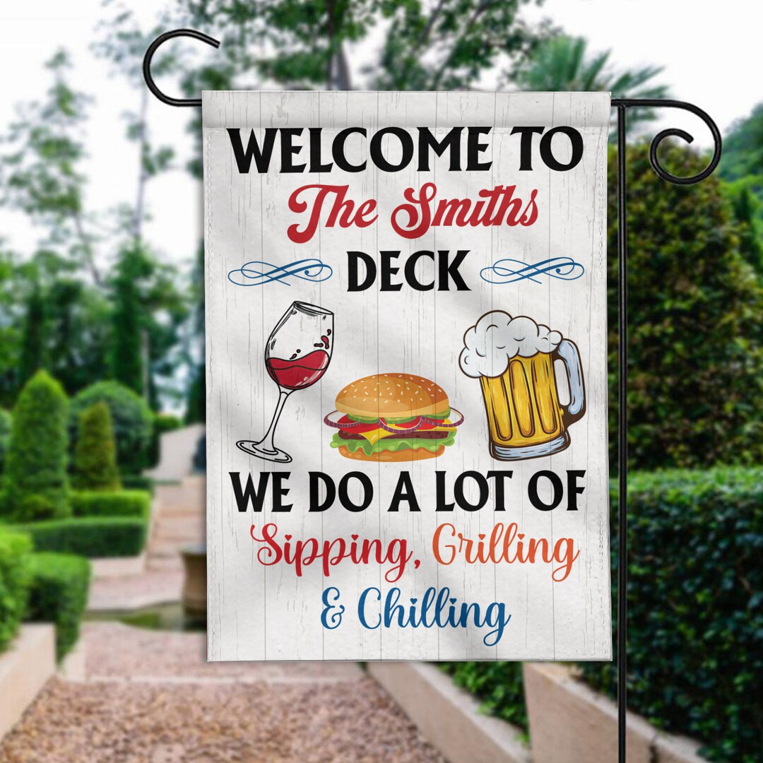Personalized Backyard Flag, Custom Backyard Bar and Grill Flag, Sipping ...