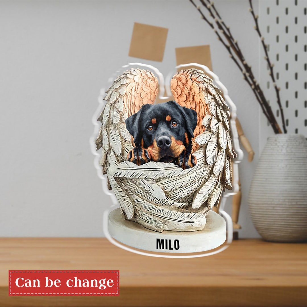 Personalized Rottweiler Dog Angel Wings Acrylic Plaque, Rottweiler Dog ...
