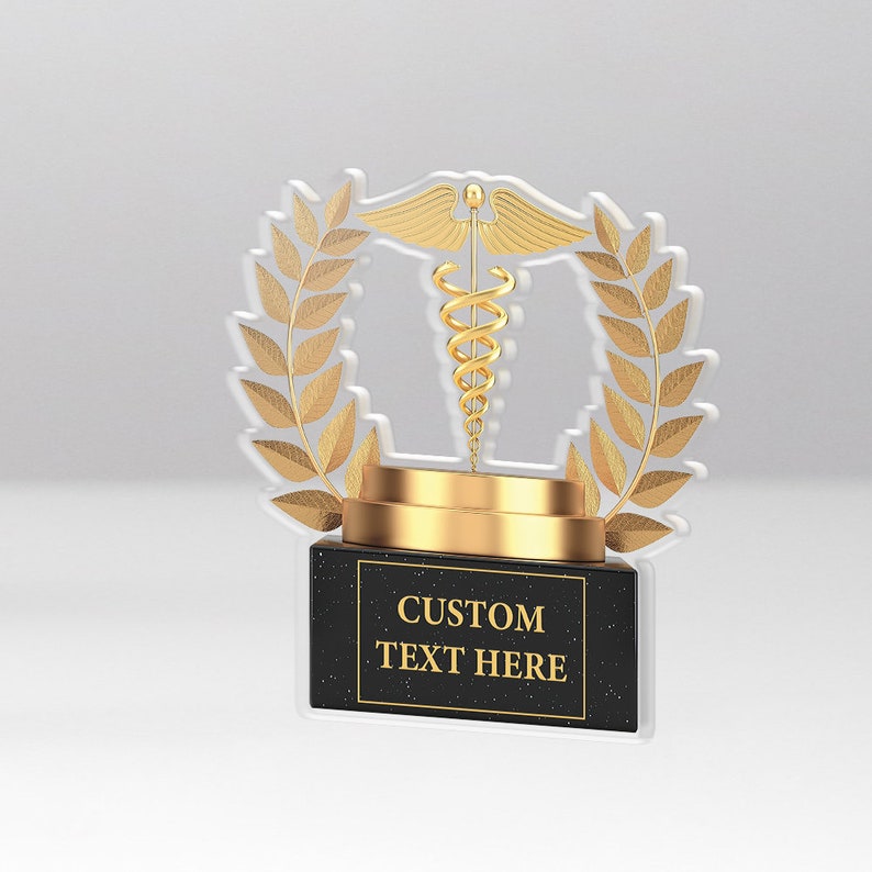 Personalized Golden Medical Caduceus Symbol Trophy Acrylic - Etsy