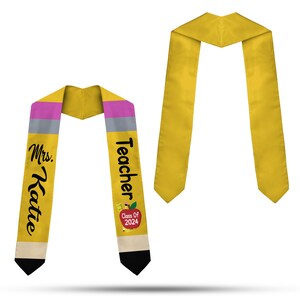 Personalized Graduation Teacher Pencil Stoles, Teacher Graduation Stole ...