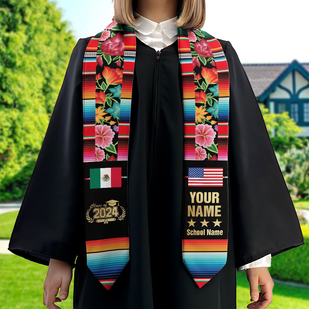 Personalized Mexican Stole, Custom Mexican Graduation Stole, Mexican ...