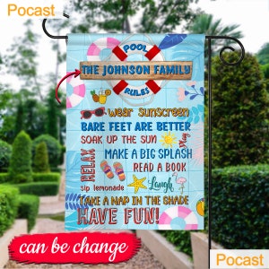 Personalized Swimming Pool Flag, Summer Flag, Pool Decor, Custom Name ...