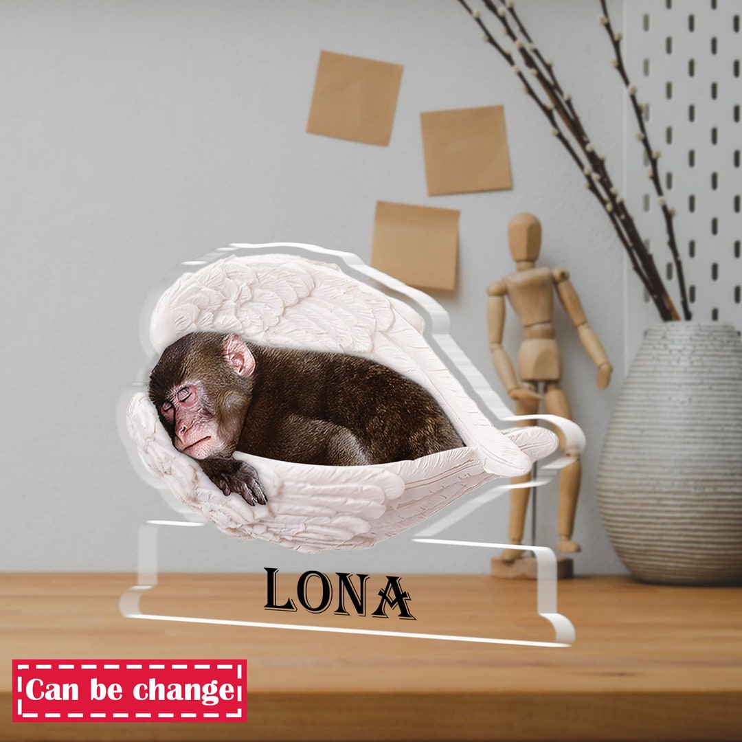 Personalized Monkey Angel Wings Acrylic Plaque, Love Monkey Acrylic ...