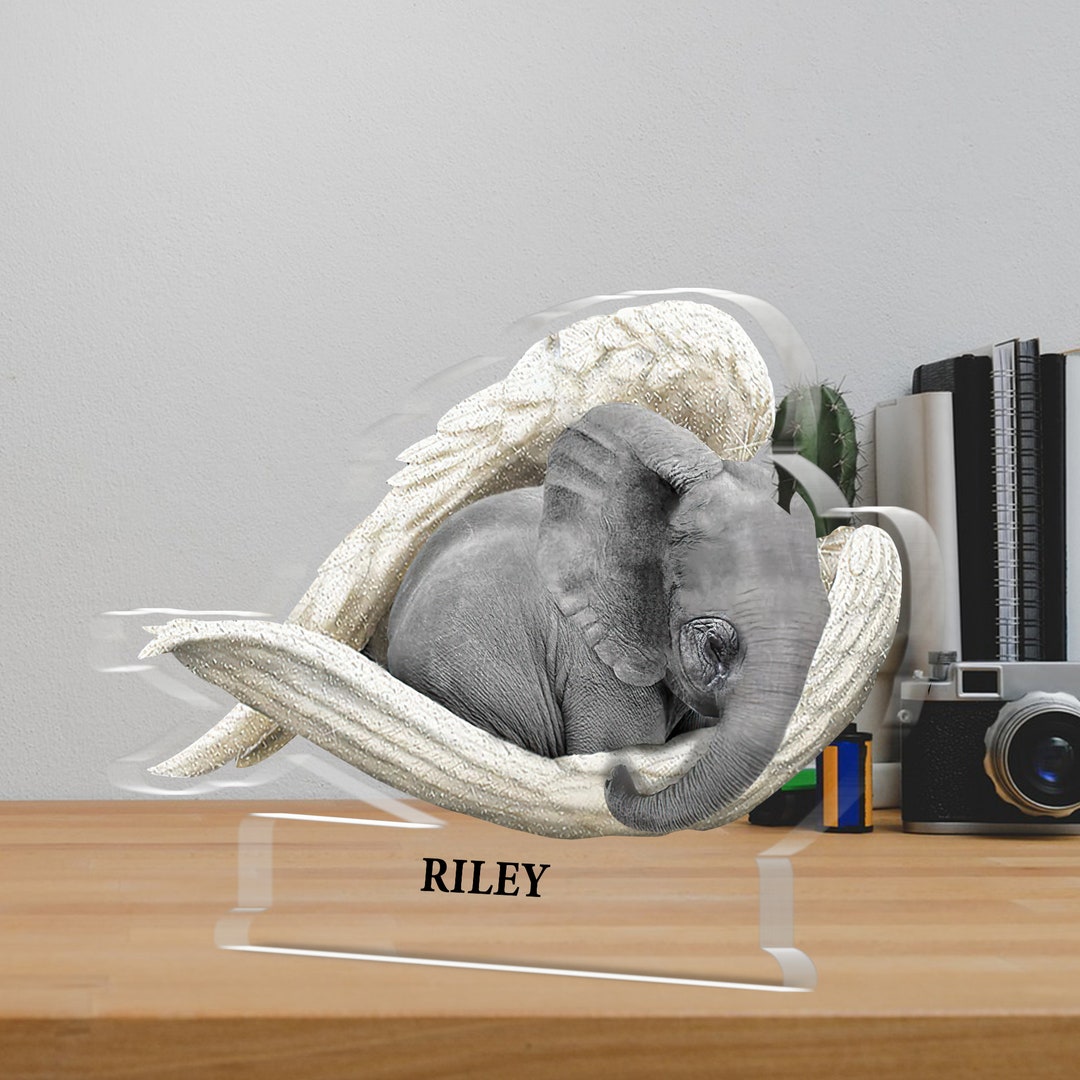 Personalized Elephant Angel Wings Acrylic Plaque, Elephant Acrylic ...