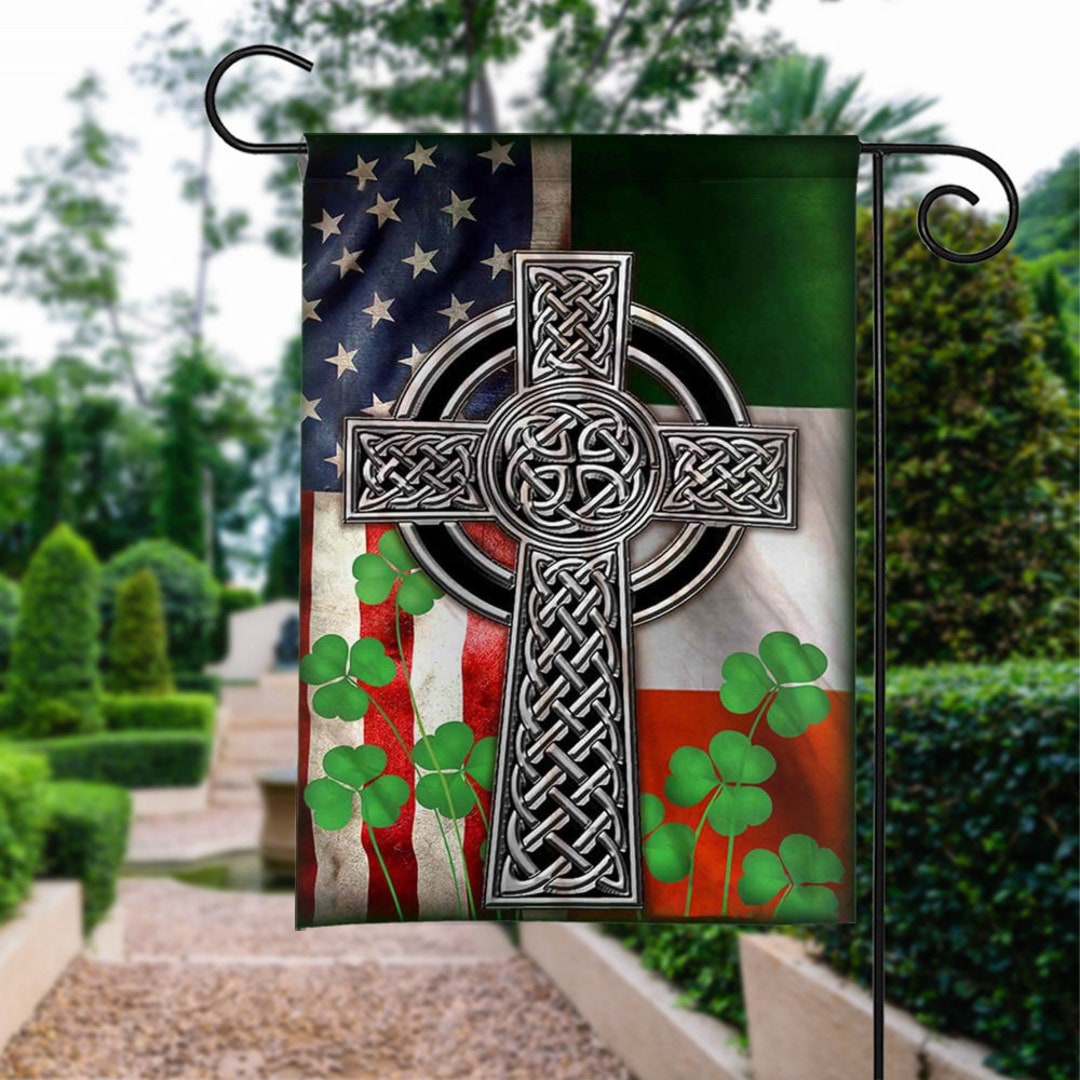 Irish Blessing Flag, Celtic Cross Flag, Irish Gift, Happy St Patrick's ...