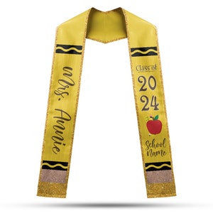 Personalized Teacher Stole, Custom Teacher Graduation Stole, Crayon ...