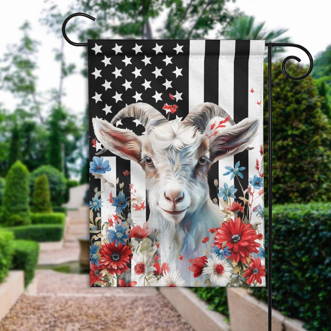 Goat Happy 4th of July Flag, Vintage American Goat Flag, Goat USA Happy ...
