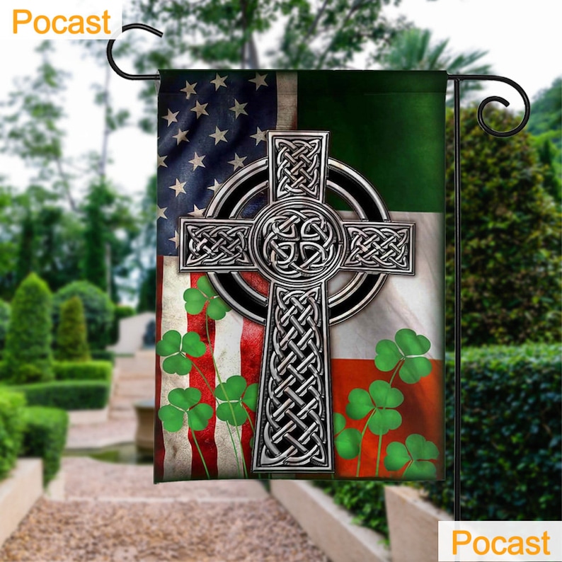 Irish Blessing Flag, Celtic Cross Flag, Irish Gift, Happy Patrick's Day ...