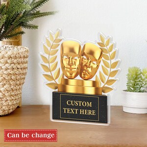 Personalized Golden Smiling Comedy and Sad Drama Grotesque Theatre Mask ...