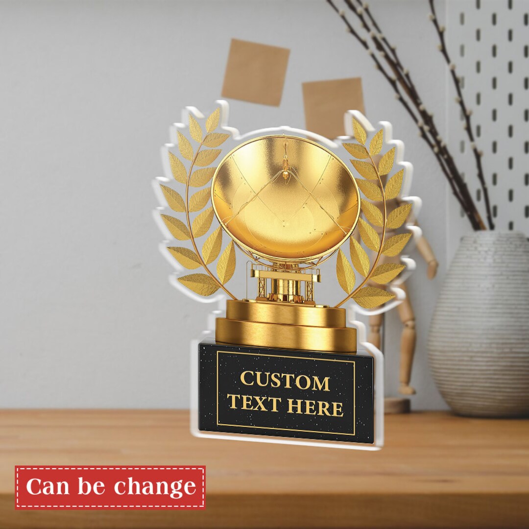 Personalized Golden Satellite Dish Antenna Radar Trophy Acrylic Plaque ...