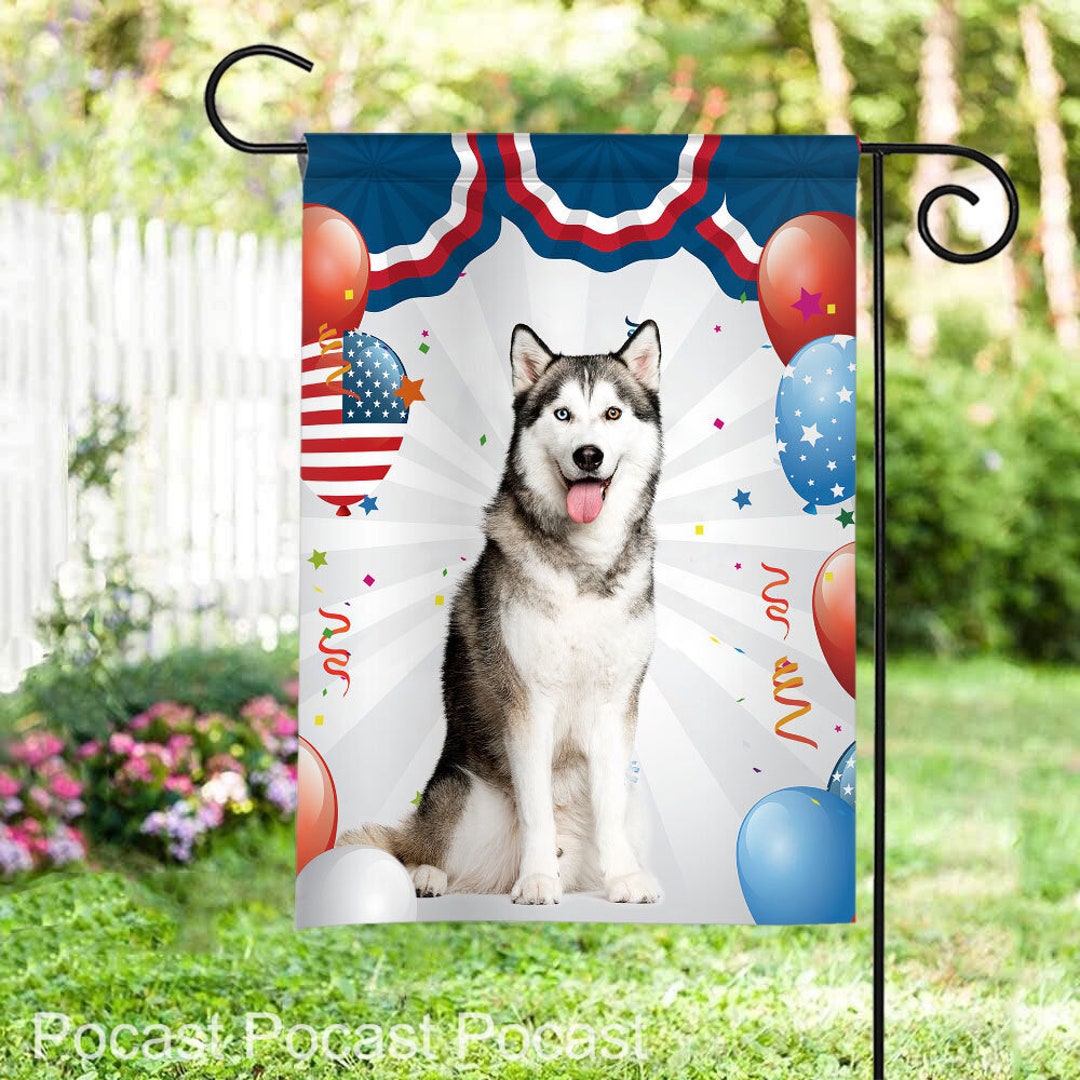 Husky Dog Happy Independence Day Flag, Love Dog Flag, 4th July Flag ...