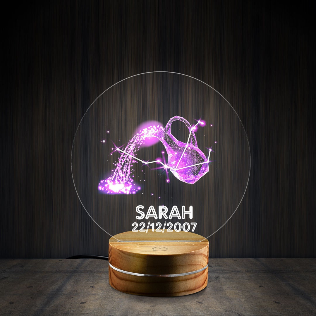 Personalized Astrology Night Light, Zodiac Horoscope Gift, Aquarius ...