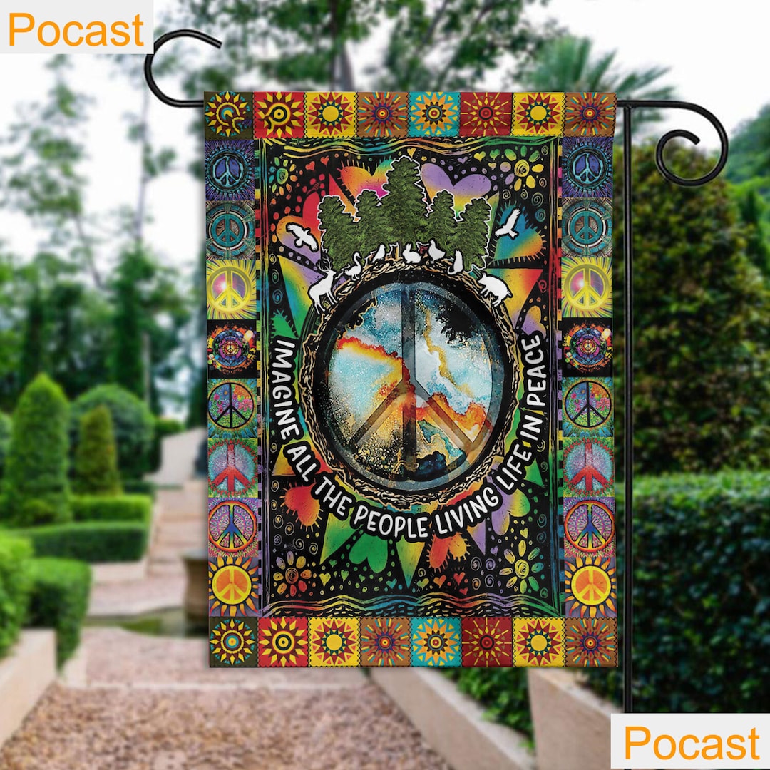 Hippie Soul Flag, Love Peace, Bohemian Hippie, Sunflowers Flag Outdoor ...