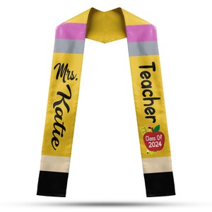 Personalized Graduation Teacher Pencil Stoles, Teacher Graduation Stole ...