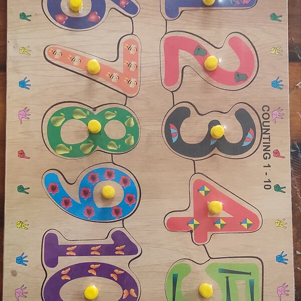 Wooden Number Puzzle 1 10 - Etsy