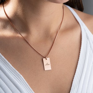Personalized Name Tag Necklace With Box Chain, Name Bar Necklace ...
