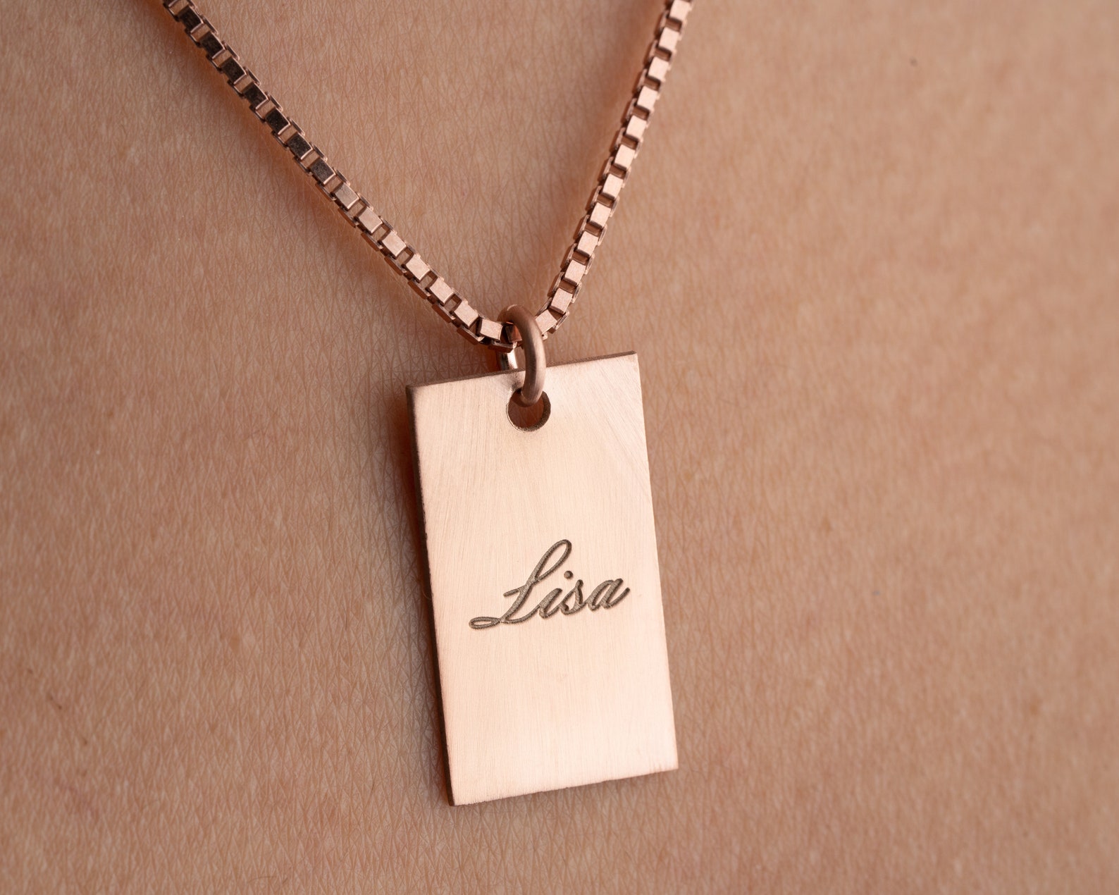 Personalized Name Tag Necklace With Box Chain, Name Bar Necklace ...