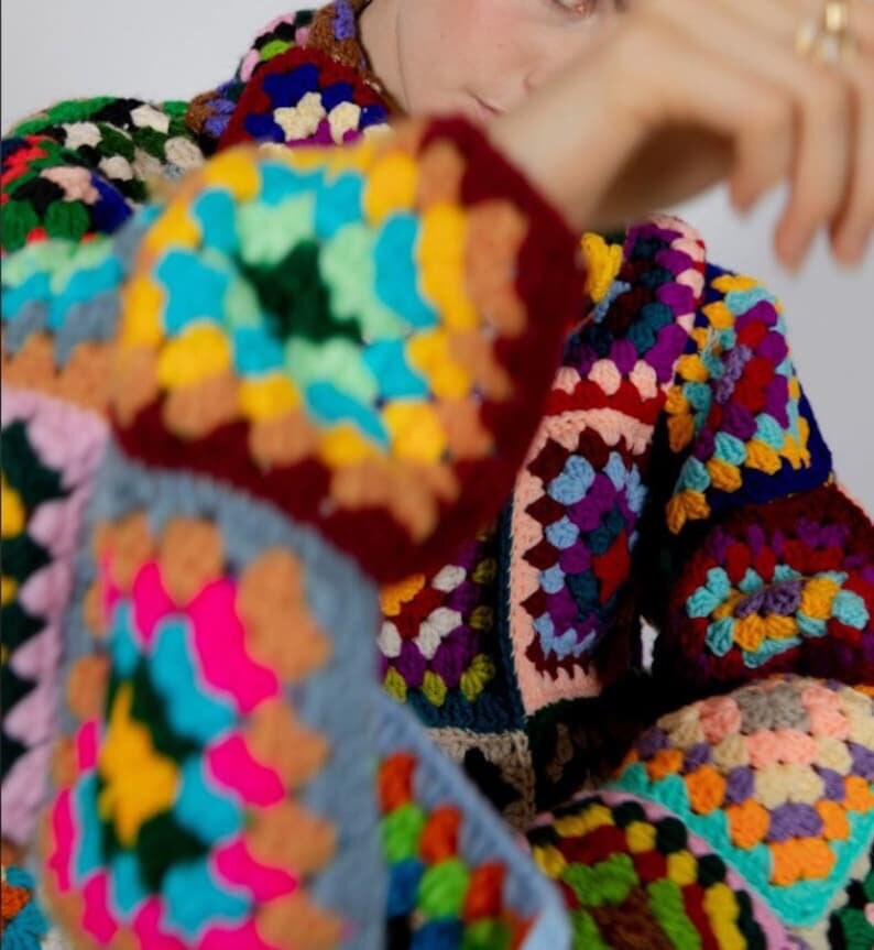 Mochi Sweater, Granny Square Sweater, Handmade Patchwork Sweater ...