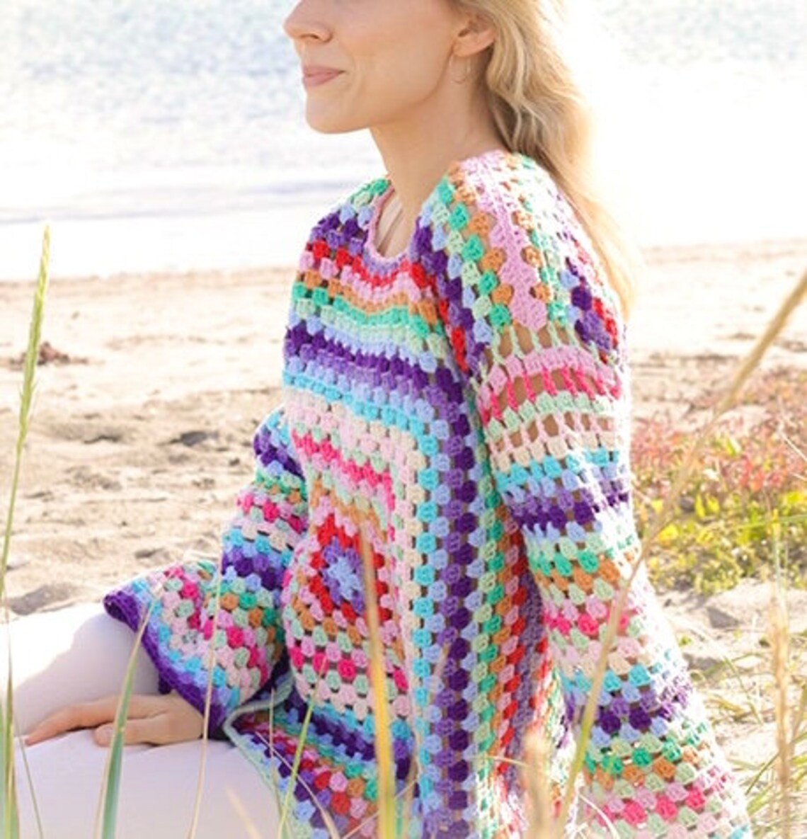 Crochet Pullover, Granny Square Sweater, Handmade Granny Square ...