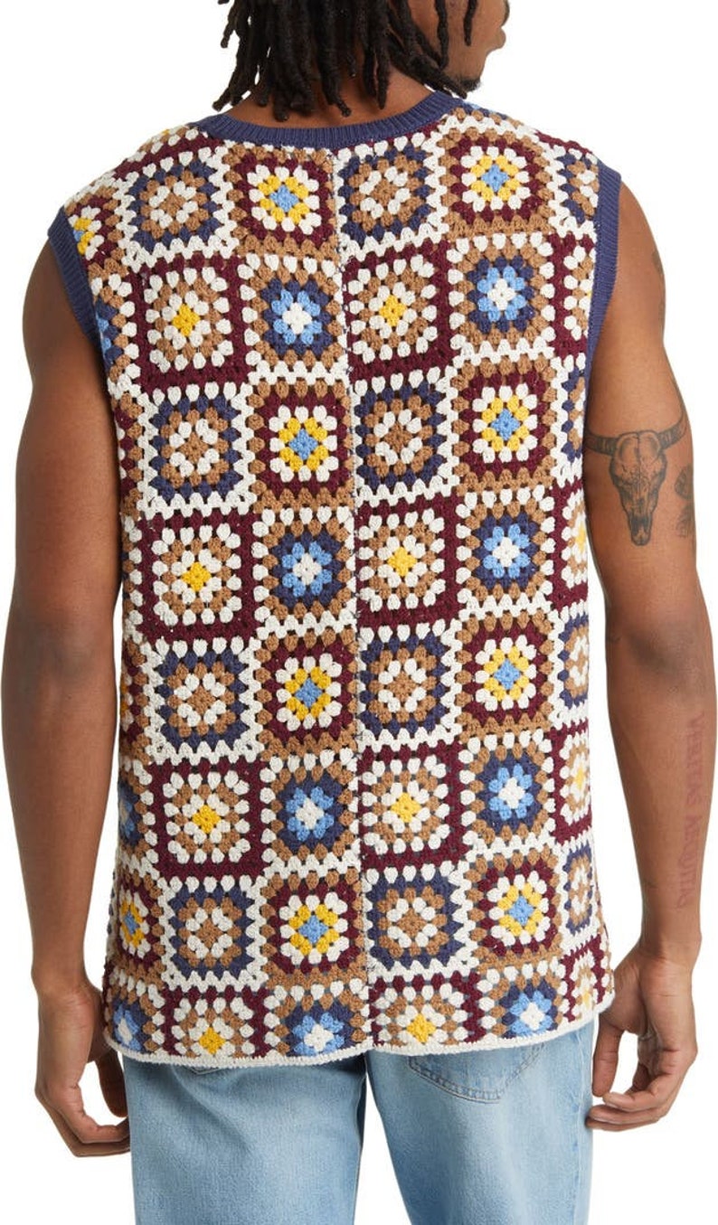 Sweater Vest Crochet Sweater Vest Utility Vest Men Mens Etsy