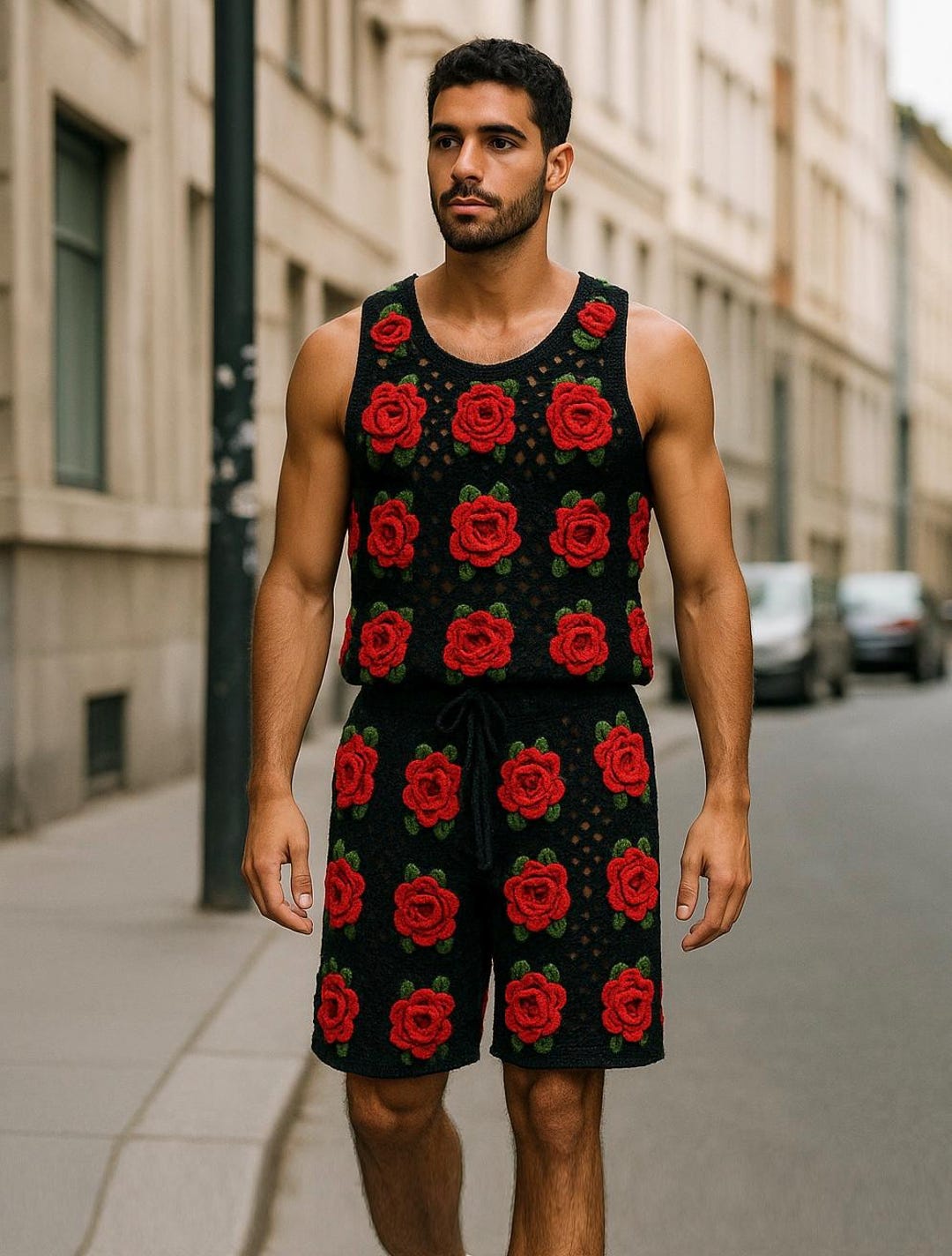 Men's Matching Outfit, Party Outfit, Festival Menswear, Crochet Tank ...