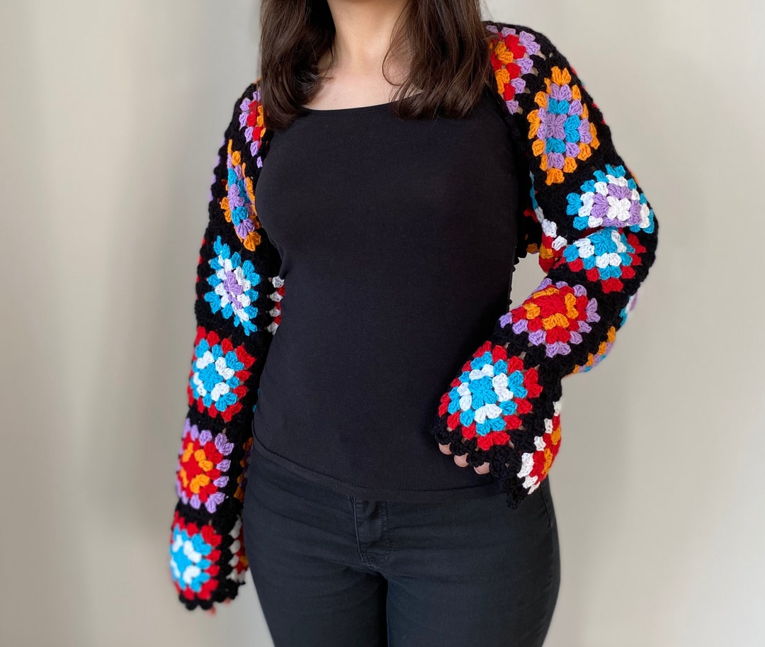 Crochet Granny Square Bolero: Handmade Knitted Cardigan - Etsy