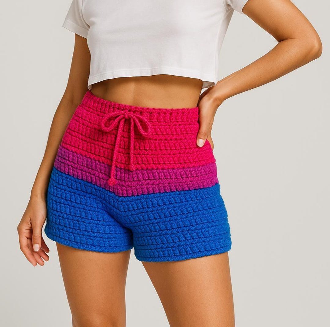 Crochet Pride Shorts: Handmade Cotton Knit Unisex Festival Shorts - Etsy