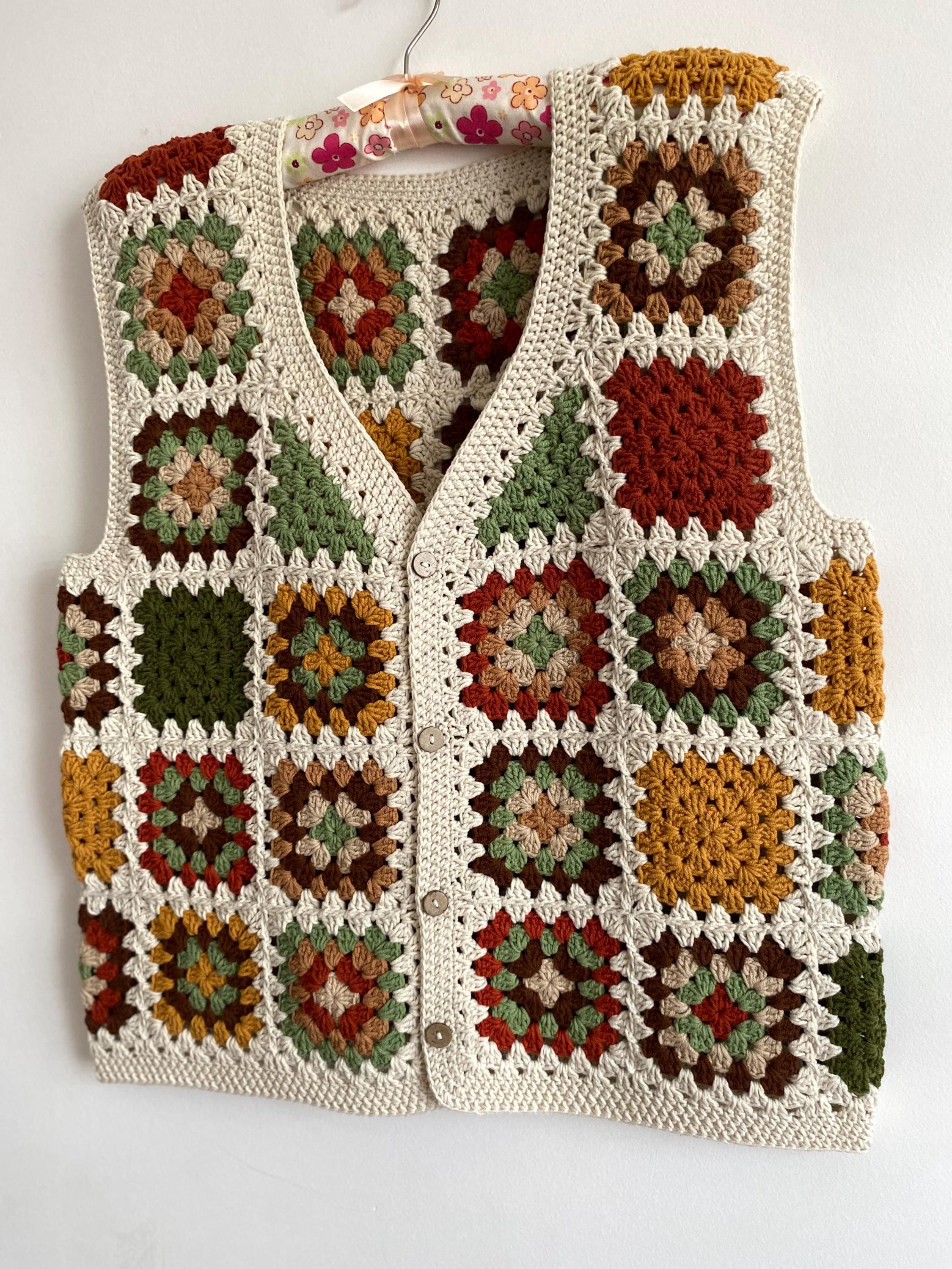 Crochet Granny Square Vest for Men, Unisex Vest, Crochet Sweater ...