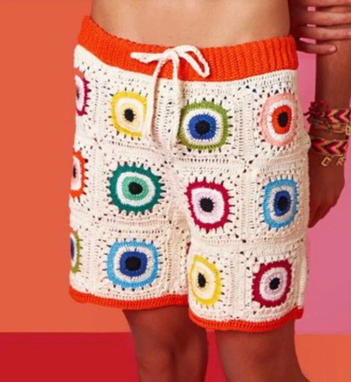 Crochet Granny Square Shorts for Men,unisex Shorts, Crochet Mens' Beach ...