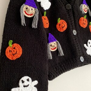 Hand-knitted Halloween Cardigan, Pumpkin Cardigan, Ghost Cardigan ...