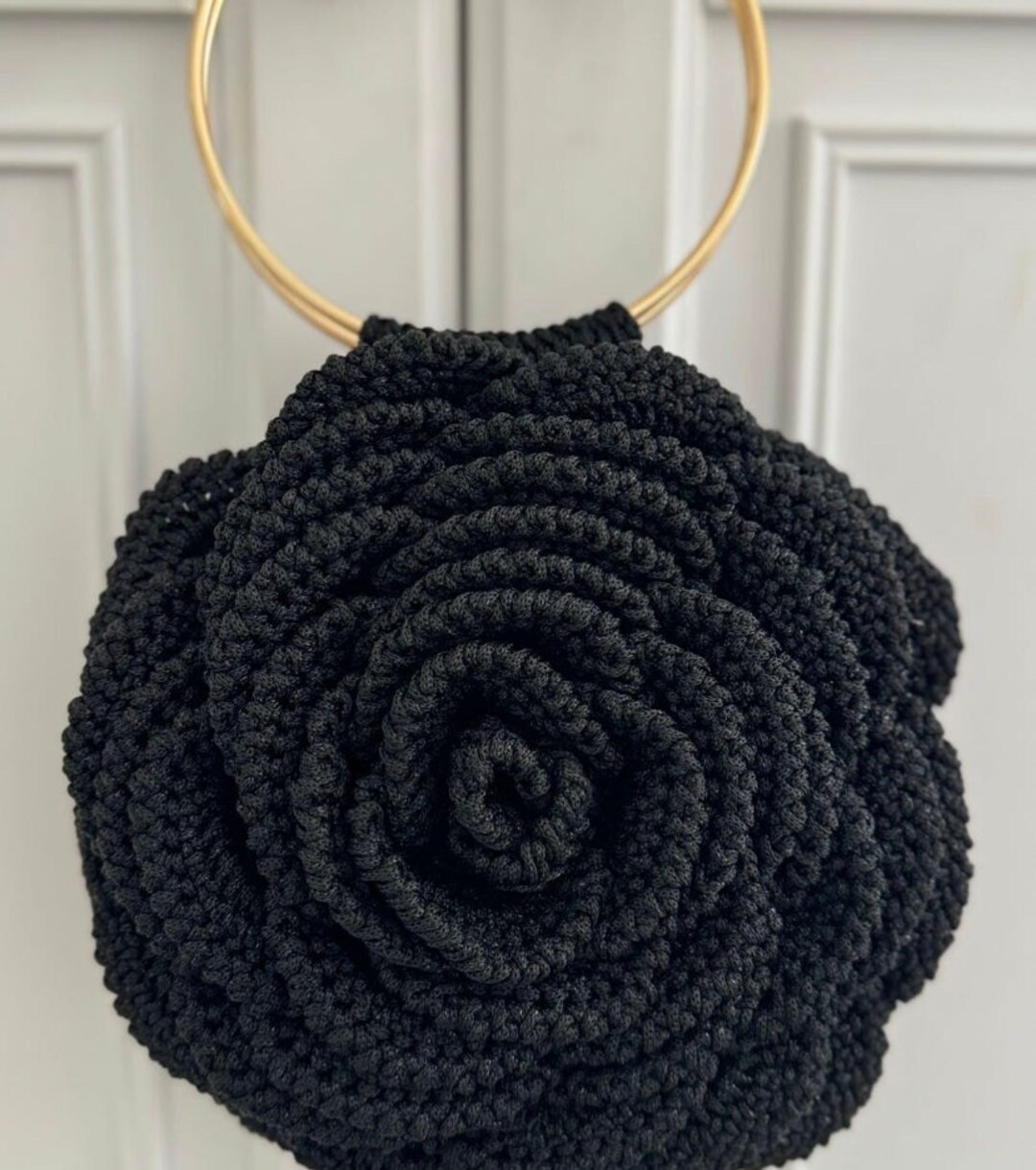 Rose Flower Bag,crochet Rose Purse,handmade Trendy Tote Bag, Ruffled ...