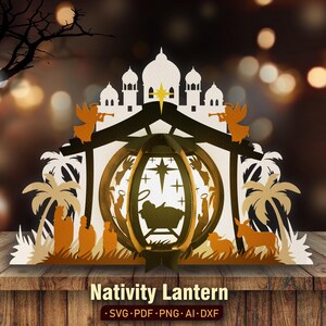 Bundle Nativity Lantern Scene Svg, Nativity Shadow Box,jesus Lantern ...