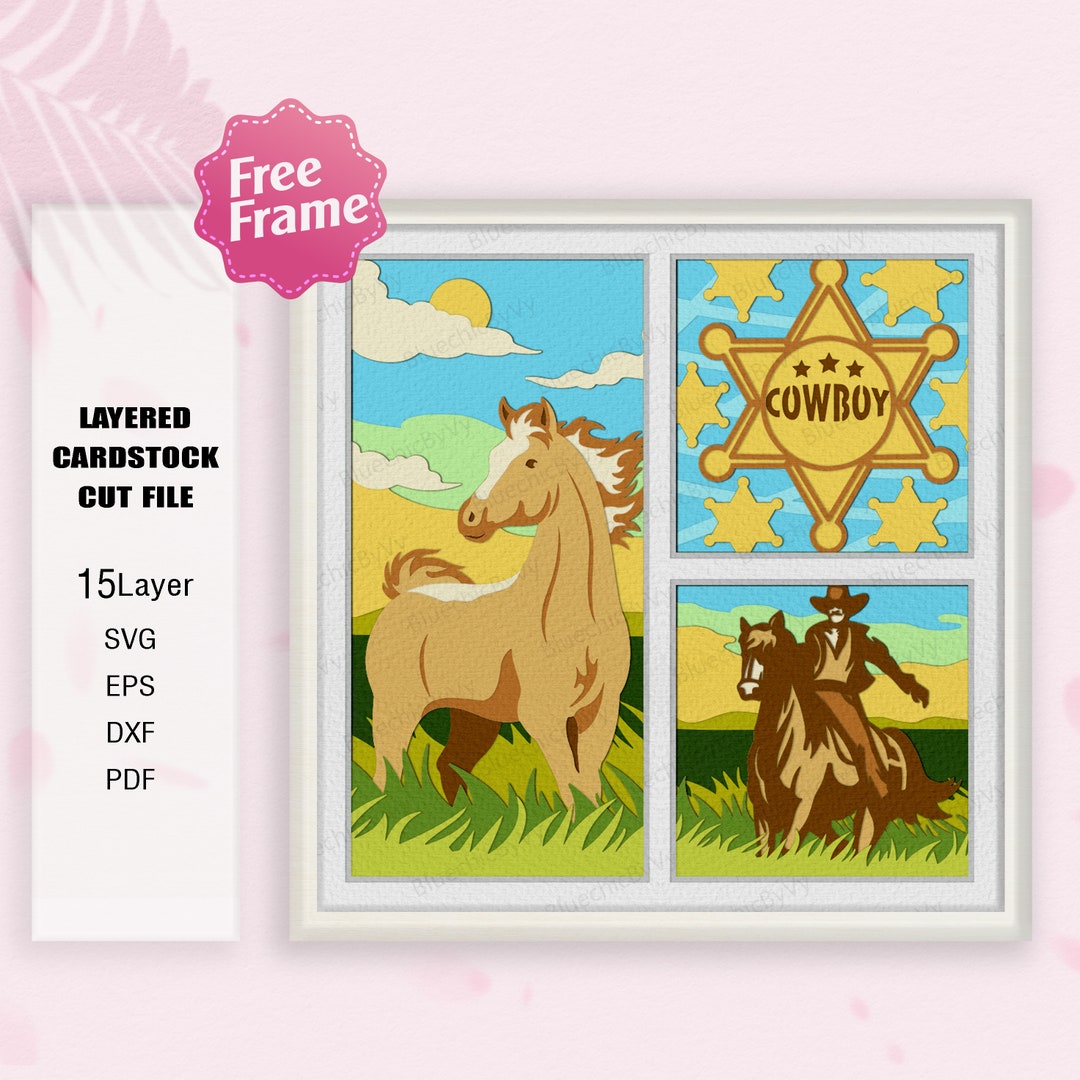 Western Cowboy Shadow Box SVG, Horse Shadow Box, for Cricut File ...