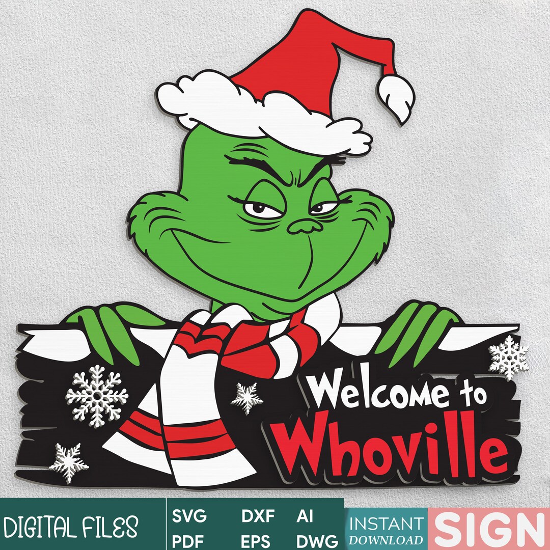 Grinch Door Sign Svg Grinch Door Sign Christmas Door Sign - Etsy Canada