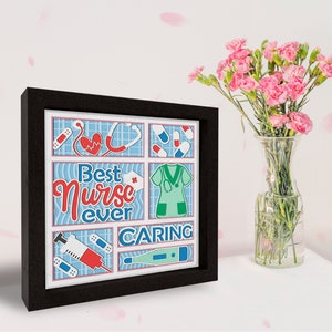 Best Nurse Shadow Box SVG, Medical Shadow Box, Gift for Nurse, for ...