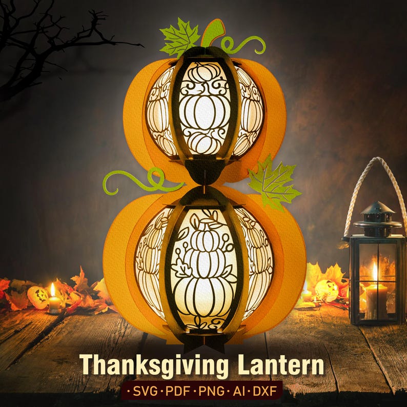 Bundle Thanksgiving Light Box Lantern Svg,pumpkin Shadow Box,lantern ...