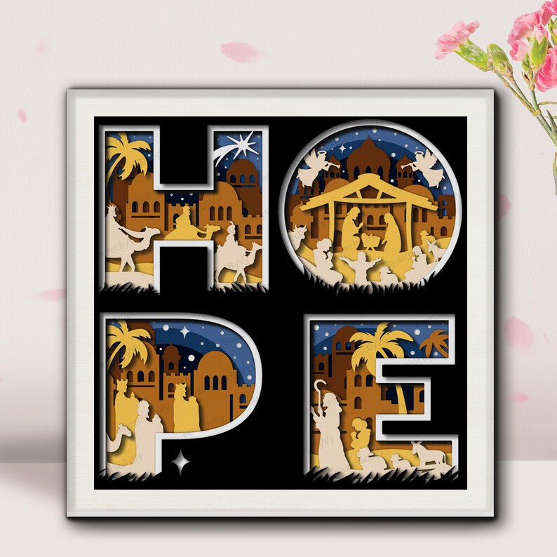 Christmas Nativity Shadow Box, HOPE Layered Lightbox Template ...