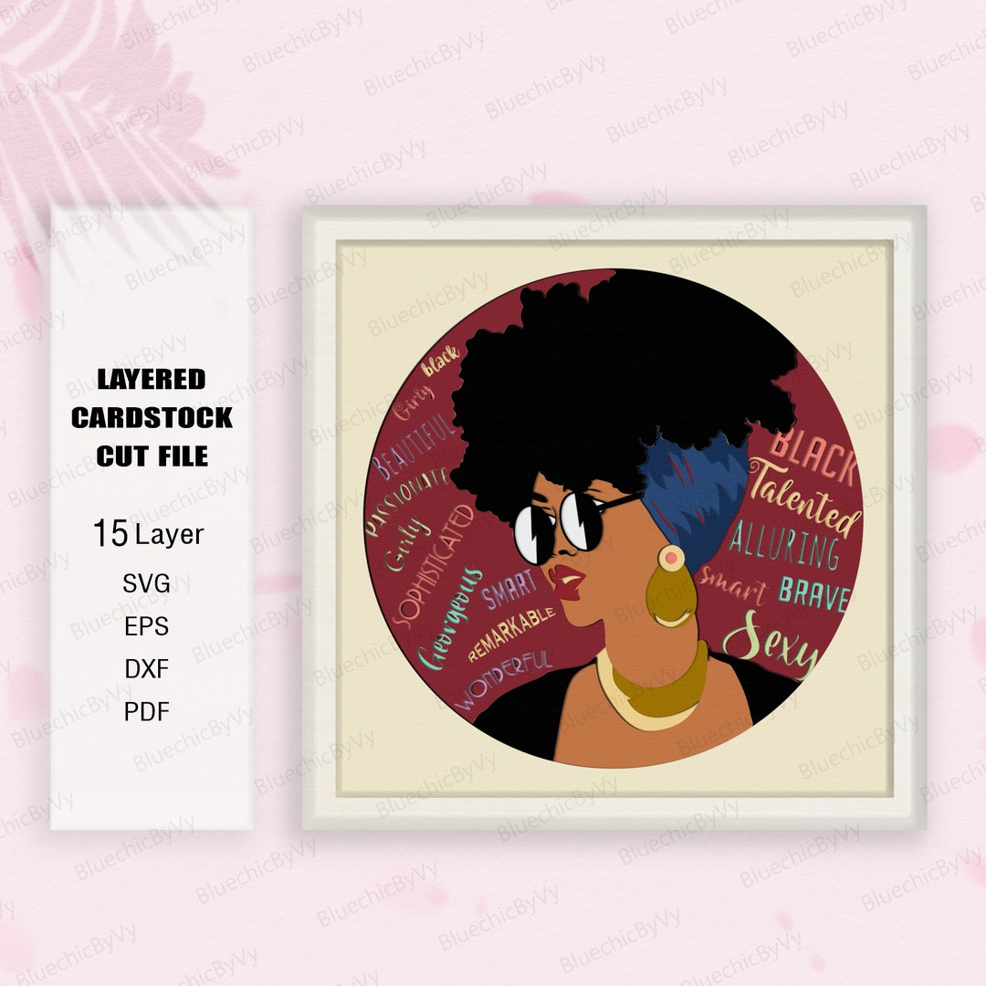 Black Women Shadow Box SVG, Black Women Shadow Box, Black Women 3D Box ...
