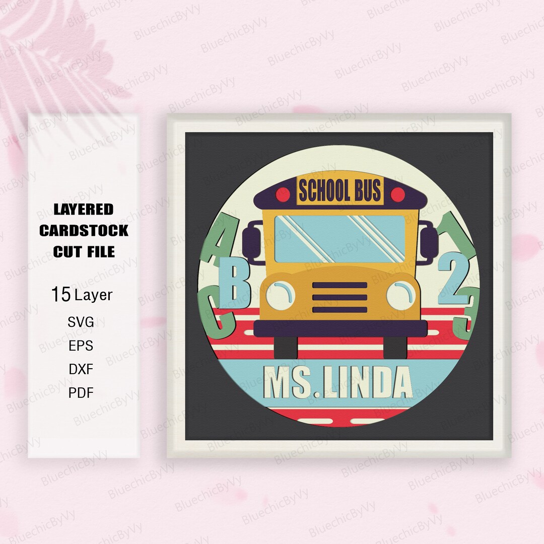 Bus School Shadow Box SVG, Bus School Shadow Box, Bus 3D Box, School ...