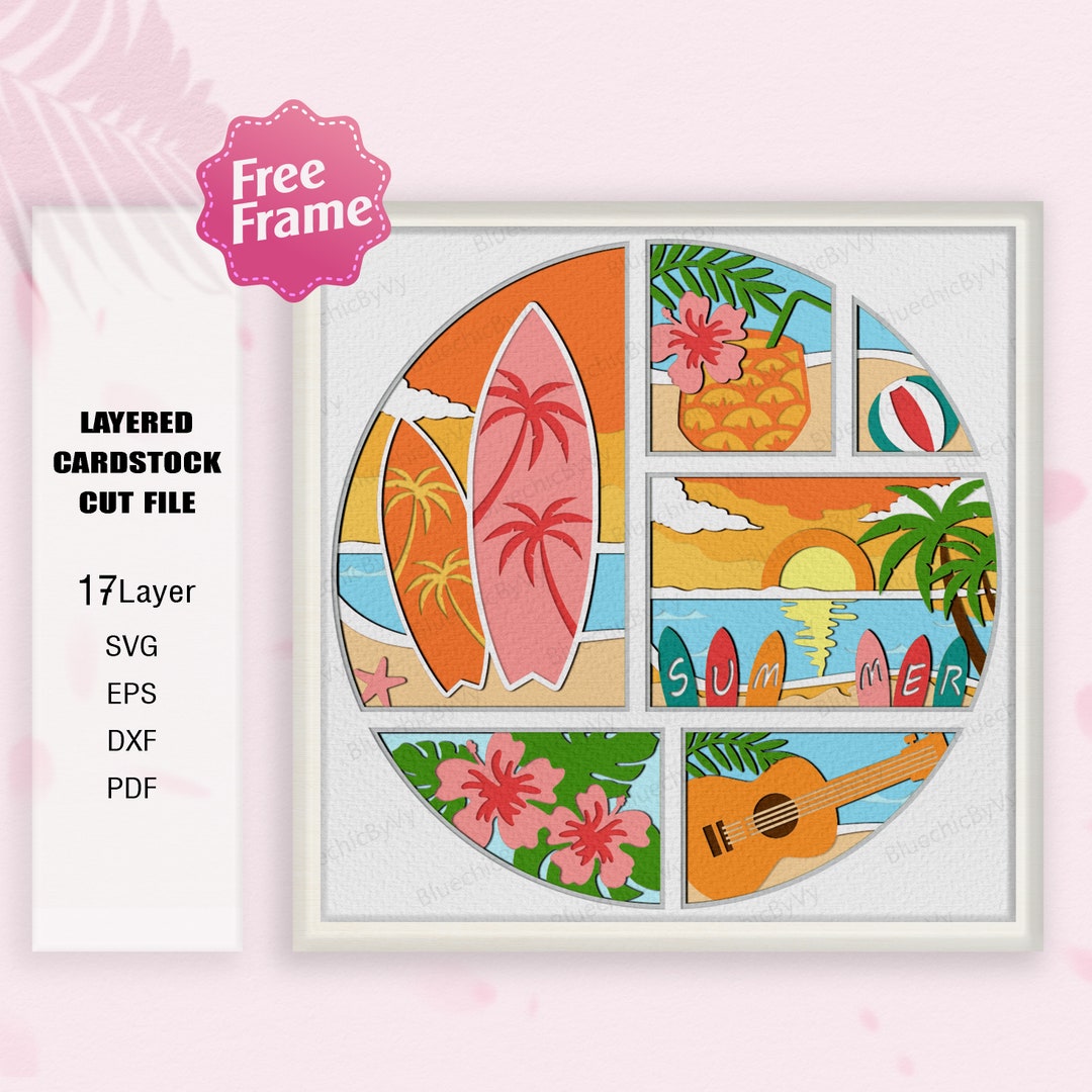 Aloha Summer Beach Shadow Box Svg, Aloha Summer Light Box Svg, Summer ...