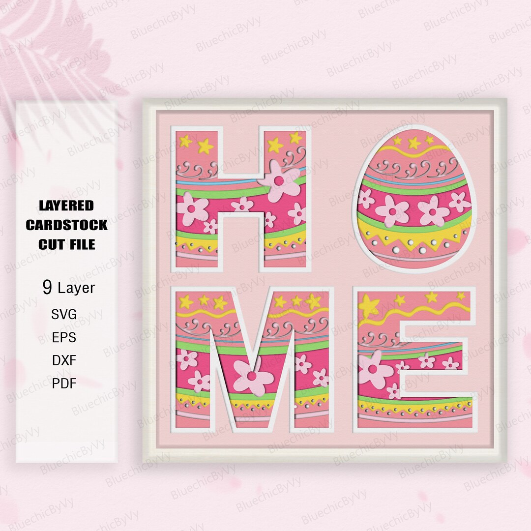 Easter Home Shadow Box SVG, Happy Easter Shadow Box, Easter Egg Shadow ...
